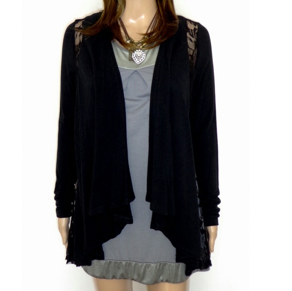 Vocal | Sweaters | Vocal Side Lace Inset Stone Cross Cardigan | Poshmark